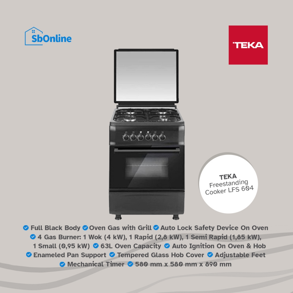 Jual LINEA by TEKA Free Standing Cooker - LFS 604 Black | Shopee Indonesia