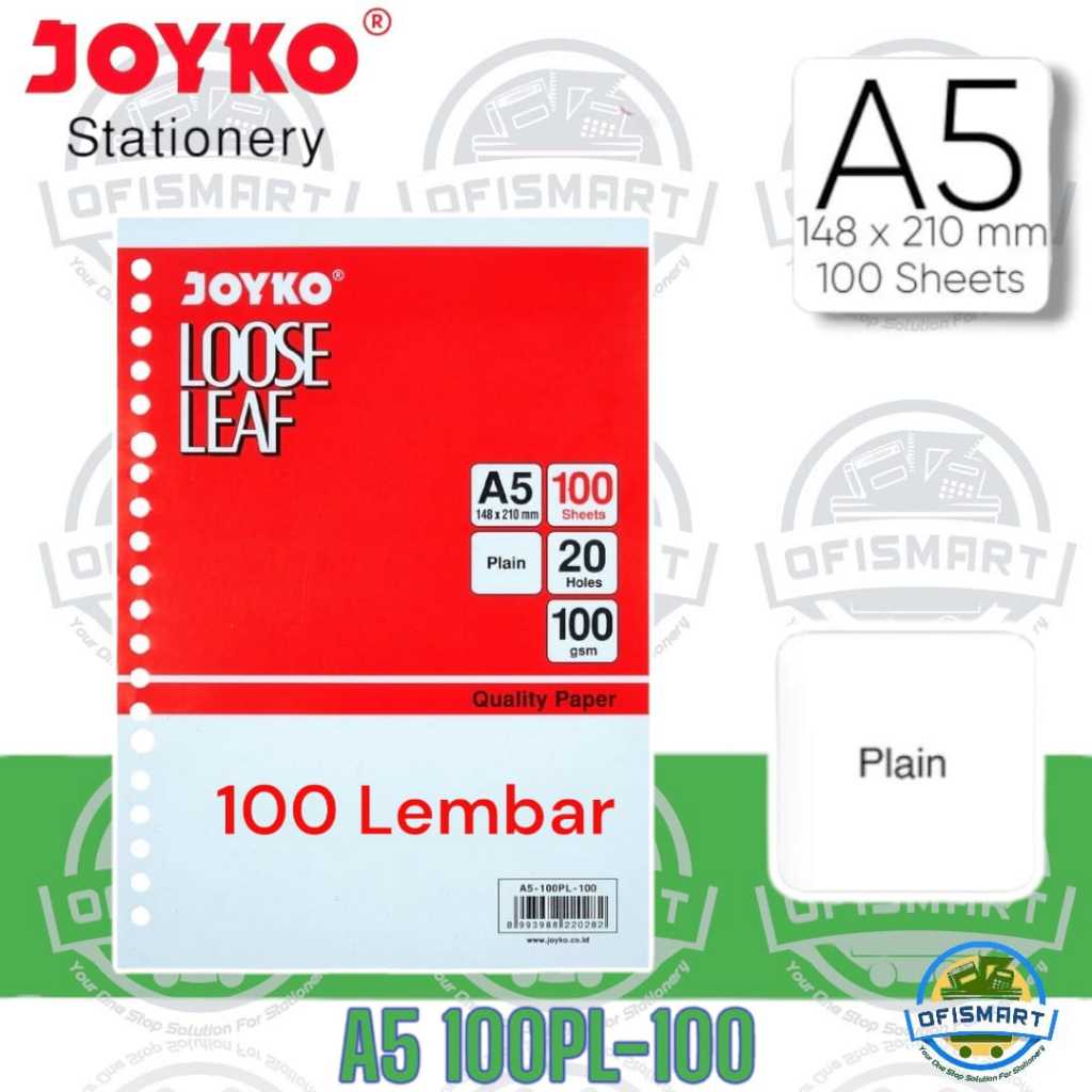Jual Joyko Loose Leaf Kertas File Binder A5 100PL-100 Polos | Shopee ...