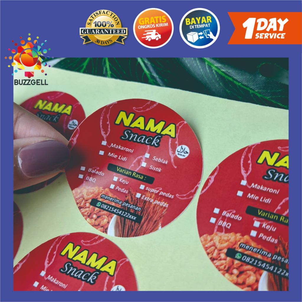 Jual Stiker Label Makanan Bulat Custom Sticker Cemilan Snack Ringan ...