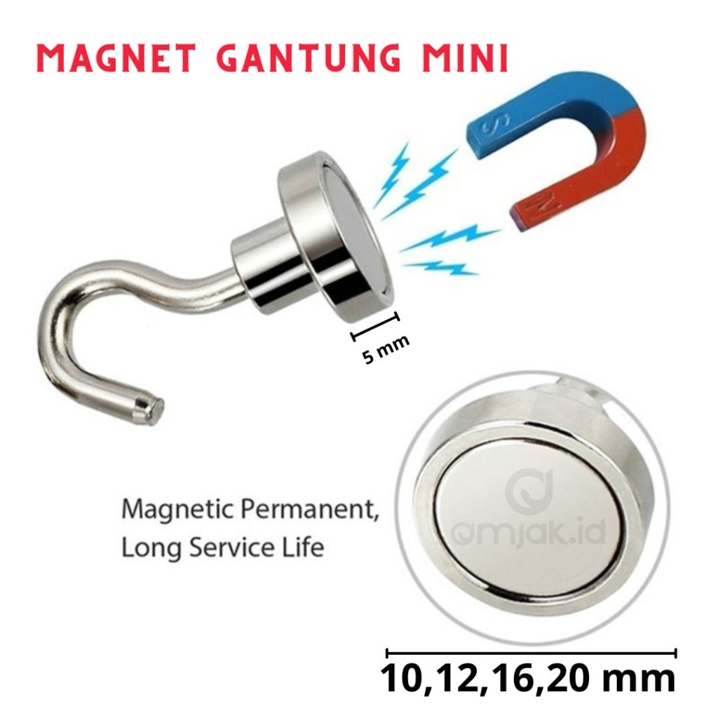 Jual Magnet Gantung Mini Hook bundar - Magnet Gantungan Neodymium ...