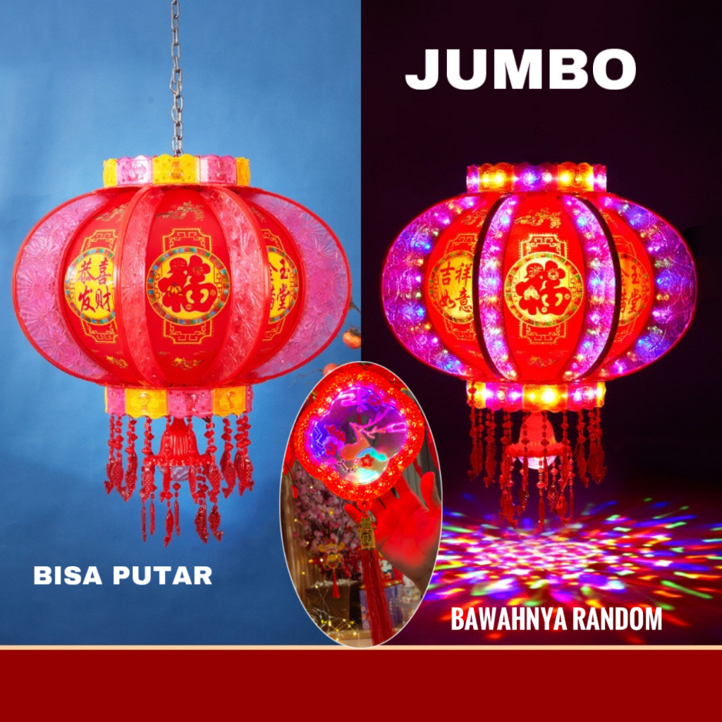 Jual Lampion Lampu Imlek Besar Listrik LED Bisa Putar 360 Derajat / Red ...