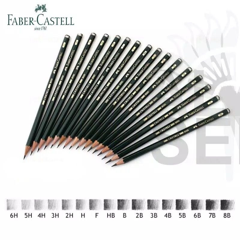 Jual Pensil Faber Castell Original 9000 H, F , HB , 3B , 4B , 5B , 6B , 7B, 8B per pcs | Shopee ...