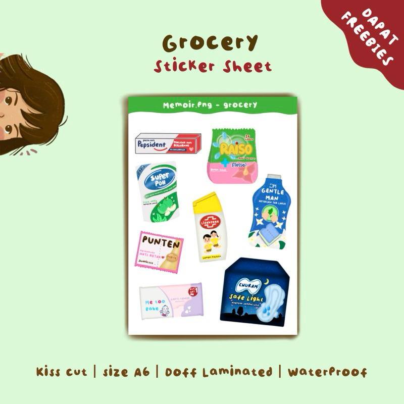 Jual Memoir.png Sticker Sheet Grocery Series A6 | Shopee Indonesia
