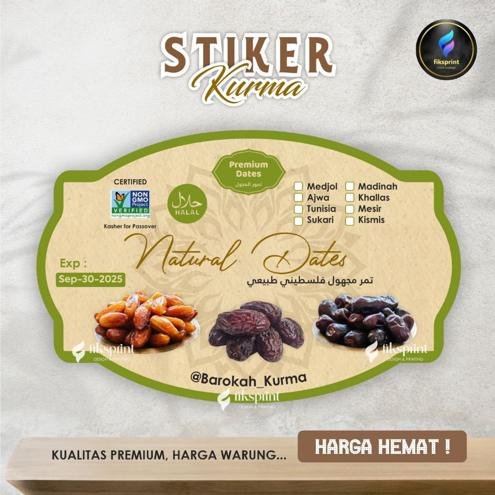 Jual Stiker Natural Dates Cutting | Ukuran 14 x 9 cm | Shopee Indonesia