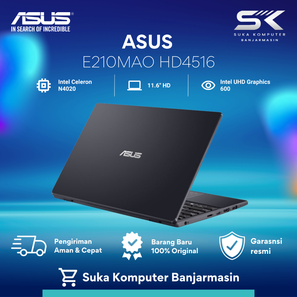 Jual Asus E210MAO HD4516 (Black) /Intel N4020/8GB/512GB SSD/11.6"/WIN11 ...