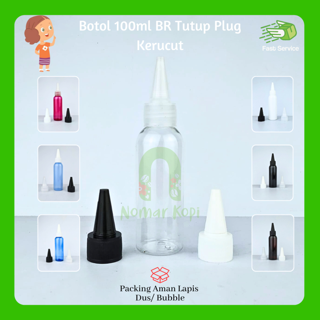 Jual Botol 100ml Tutup Plug Kerucut Neck24 | Shopee Indonesia