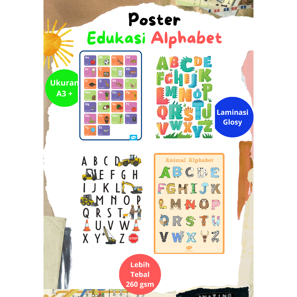 Jual Poster Edukasi Anak Alphabet Huruf Alfabet | Shopee Indonesia