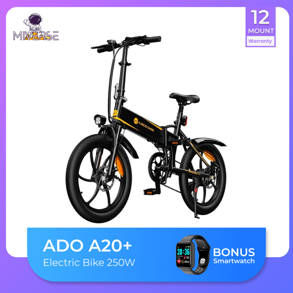 Jual ADO A20+ Black Electric Bike-20 Inch Folding Ebike | Shopee Indonesia