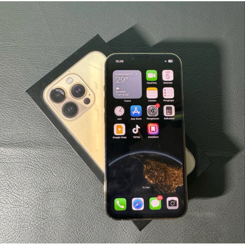 Jual IP 13 Pro Gold 128GB ex Review FamHent | Shopee Indonesia