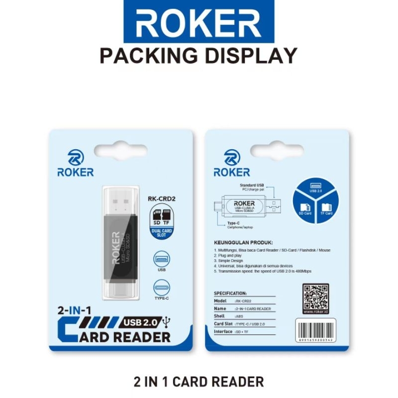 Jual Card Reader Roker RK-CRD2 2 in 1 Usb 2.0 Otg Card Reader Roker RK ...