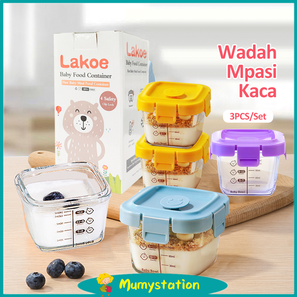Jual Mumystation 3pcs/set tempat makan mpasi bayi kaca Wadah ...