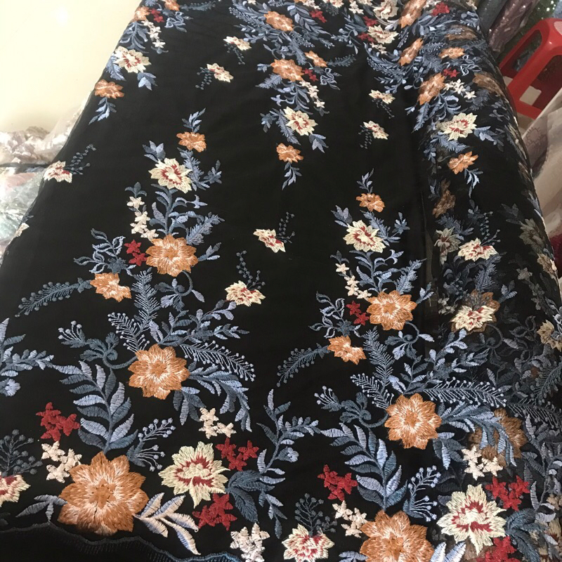 Jual Tulle/Tille/Tile bordir multicolour Garden dua arah | Shopee Indonesia