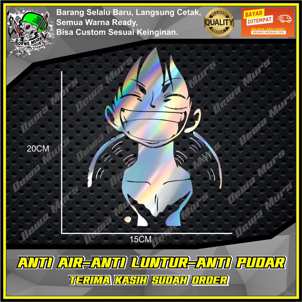 Jual Cutting Sticker LUFFY SENYUM ONE PIECE Sticker Cocok Buat Motor ...