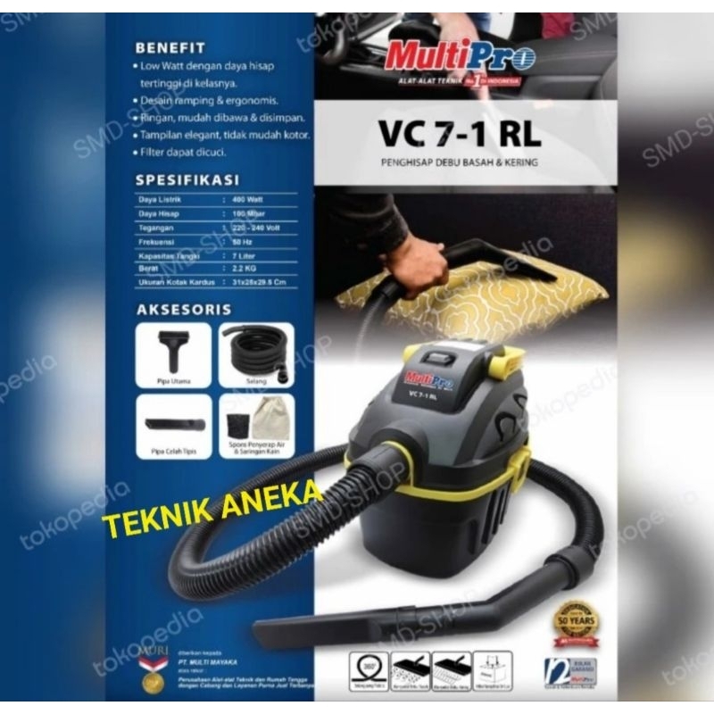 Jual MULTIPRO VC7-1RL VACUUM CLEANER WET DRY BLOWER PENYEDOT DEBU BASAH KERING TIUP | Shopee ...