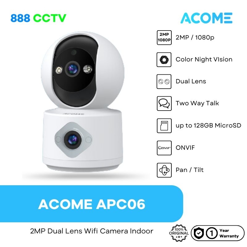 Jual ACOME APC06 Smart CCTV Wifi Camera Dual Lens | Shopee Indonesia