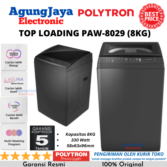 Jual MESIN CUCI TOP LOADING POLYTRON PAW-9029 8029 7029 1 TABUNG LAGUNA ...