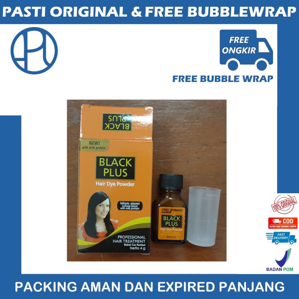 Jual BLACK PLUS HAIR DYE POWDER BLACK 4 GRAM SEMIR RAMBUT HITAM PEWARNA ...