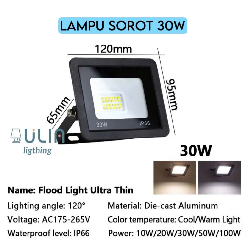 Jual FLOOD LIGHT LED 30W WATERPROOF LAMPU SOROT TAMAN 30 WATT W PANGGUNG LAPANGAN OUTDOOR ANTI ...