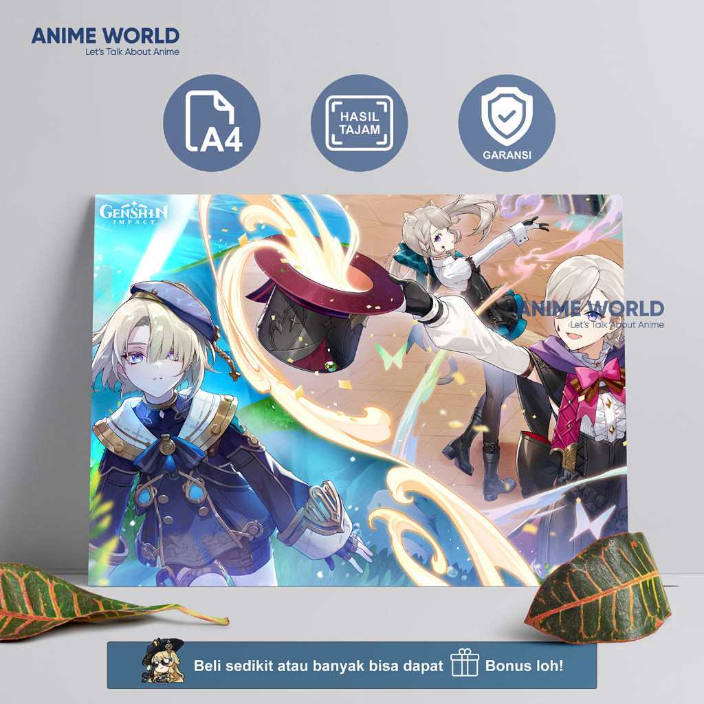 Jual Poster Genshin Impact Freminet Lyney Lynette Terbaru Full Color ...