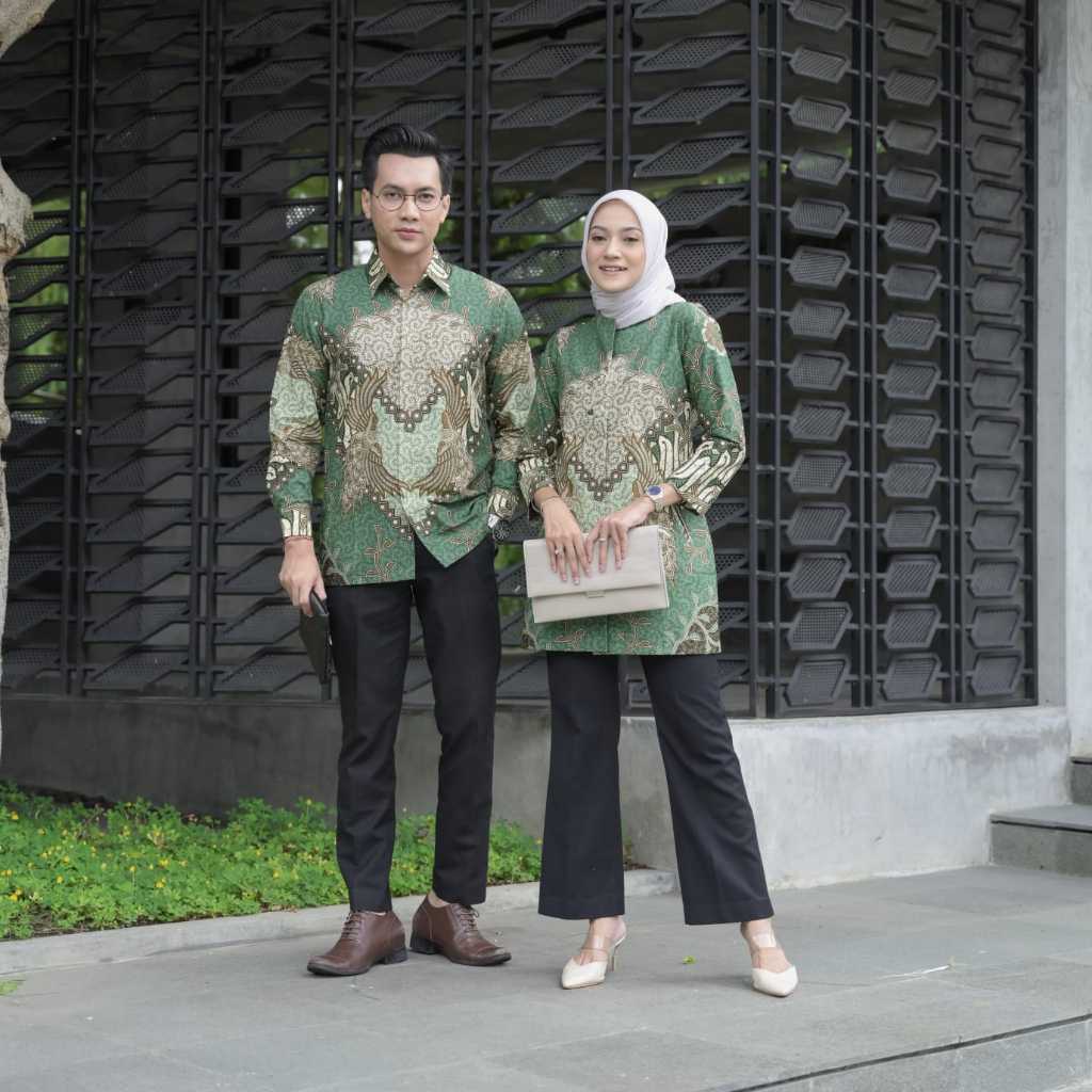 Jual Kemeja Batik Couple | Kemeja Batik Premium | Atasan Batik Couple Ruflle | Kemeja Batik ...