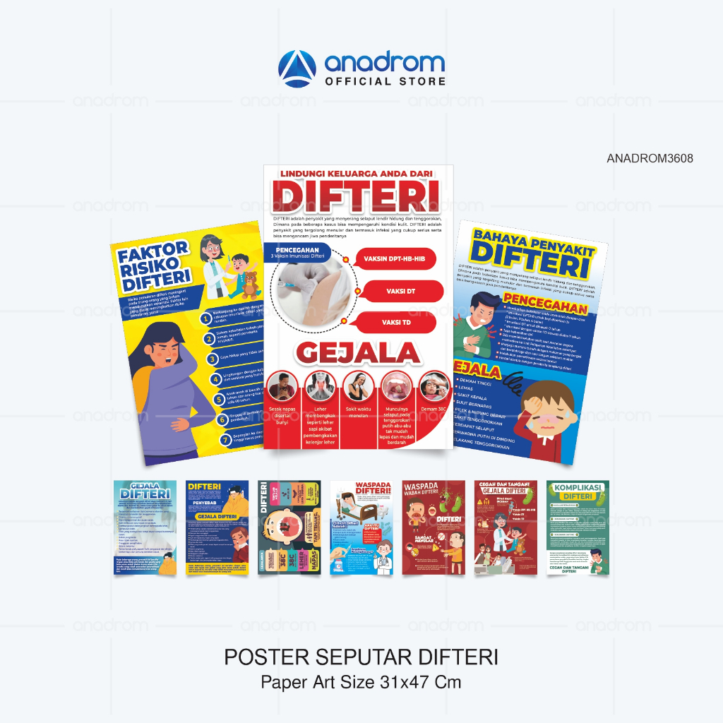 Jual Poster Seputar Bahaya Penyakit Difteri | Poster Promosi Kesehatan ...