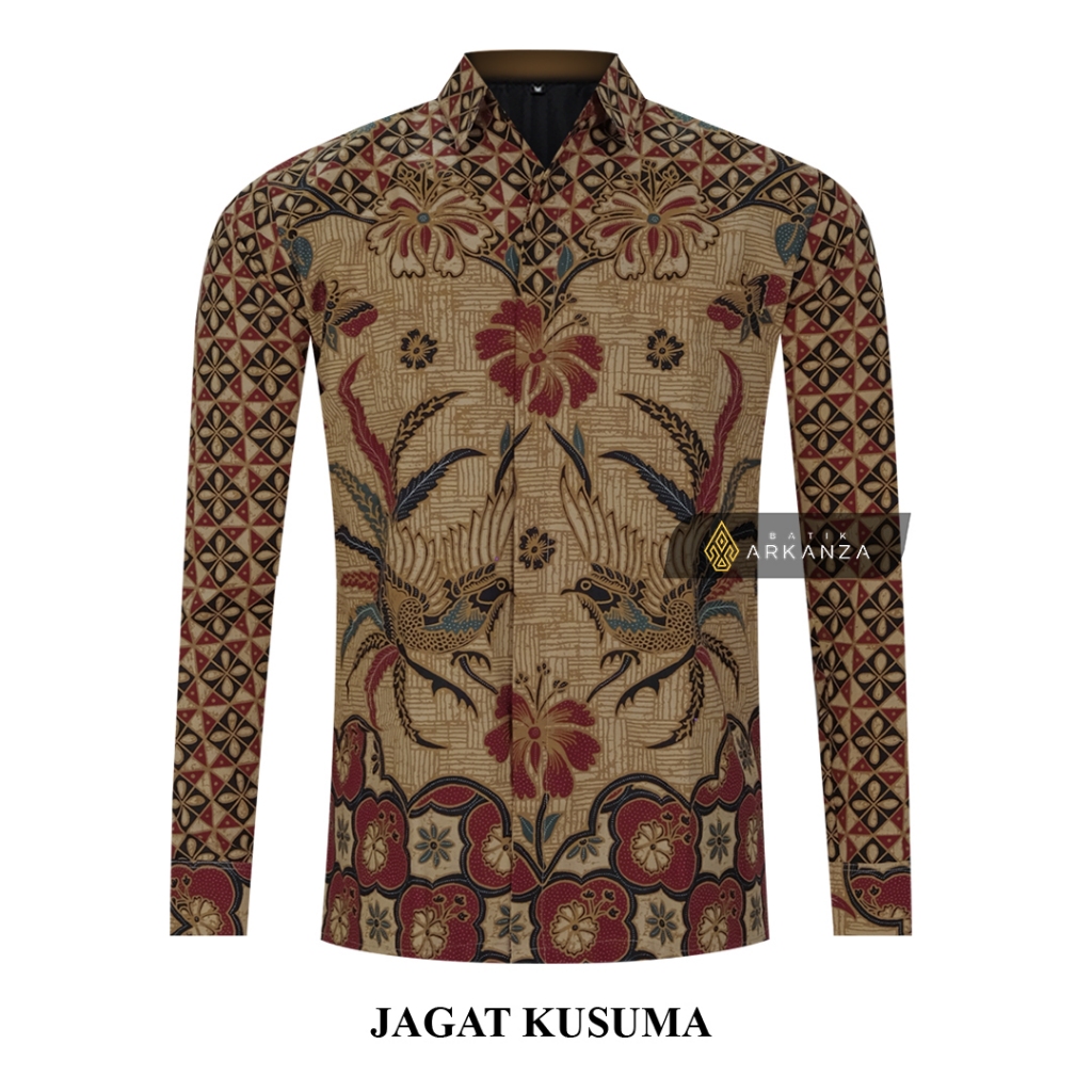 Jual BATIK ARKANZA Motif JAGAT KUSUMA Kemeja Batik Pria Slimfit Full ...