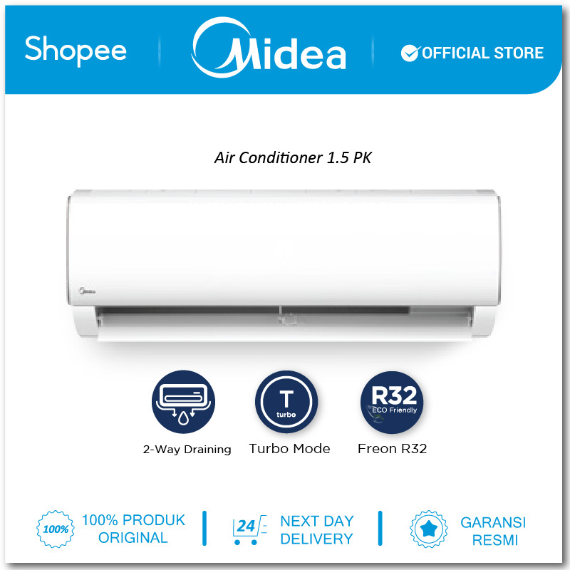 Jual Midea AC Standard 1,5 PK R32 Series MSAF-12CRN2X (Unit Indoor ...