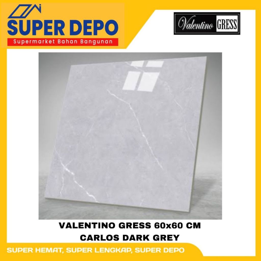 Jual GRANITE VALENTINO GRESS 60X60 CM - CARLOS DARK GREY | Shopee Indonesia