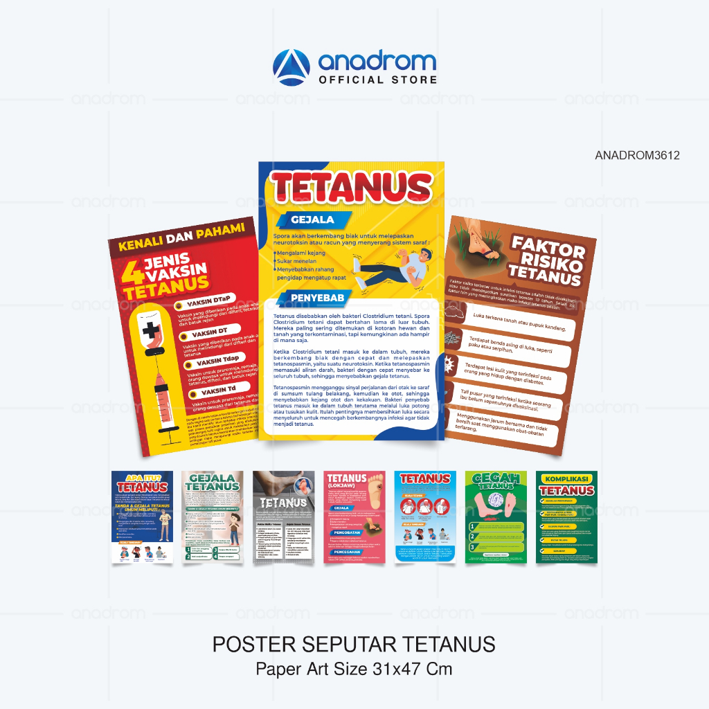 Jual Poster Apa Penyebab Tetanus | Poster Promosi Kesehatan | Anadrom 3612 | Shopee Indonesia