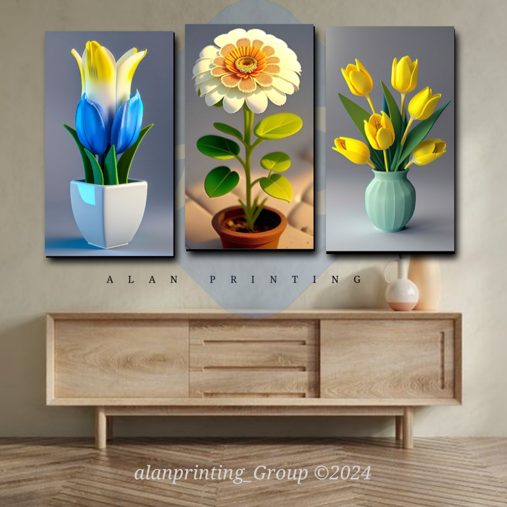 Jual HIASAN DINDING BUNGA FLOWER PLUS BINGKAI KAYU MDF 14X29 CM BJB ...