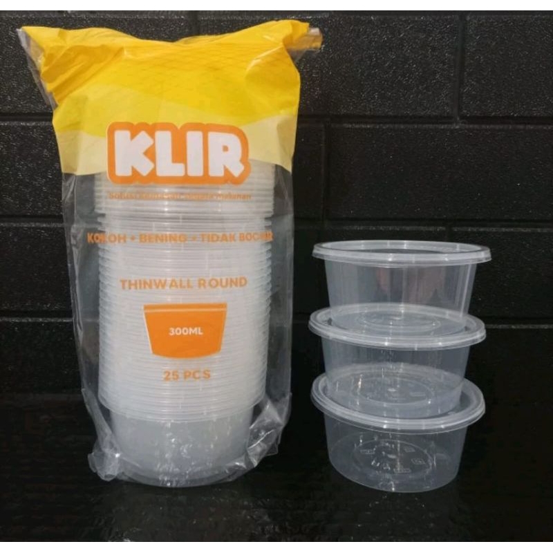 Jual Thinwall BULAT DATAR & MANGKOK KLIR 300ml +Tutup / Round /Mangkok ...
