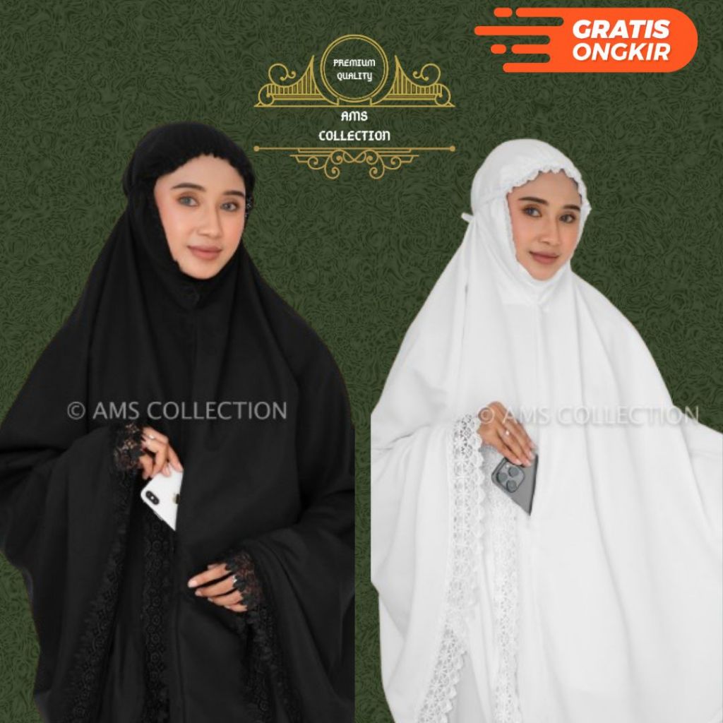 Jual Bergo Umroh Haji Bahan Katun Premium Hijab Jumbo Bersaku Renda Mewah | Shopee Indonesia