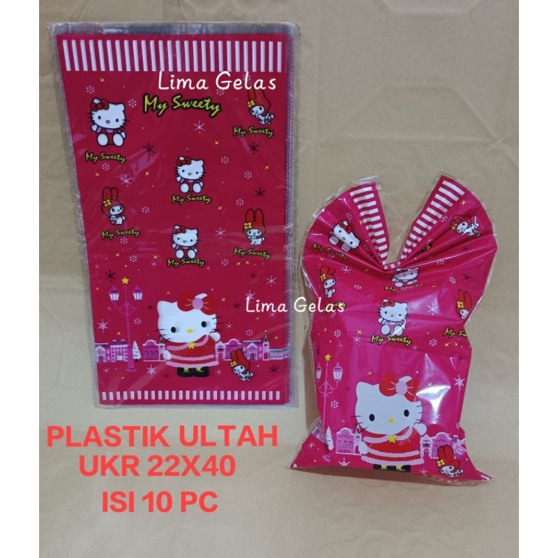 Jual Isi 10pcs OPP Plastik bingkisan HELLO KITTY/ goodie bag/ plastik ...