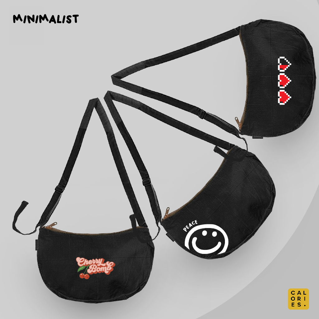 Jual Calories slempang mini Hitam [ COD ] Typography tipografi ...