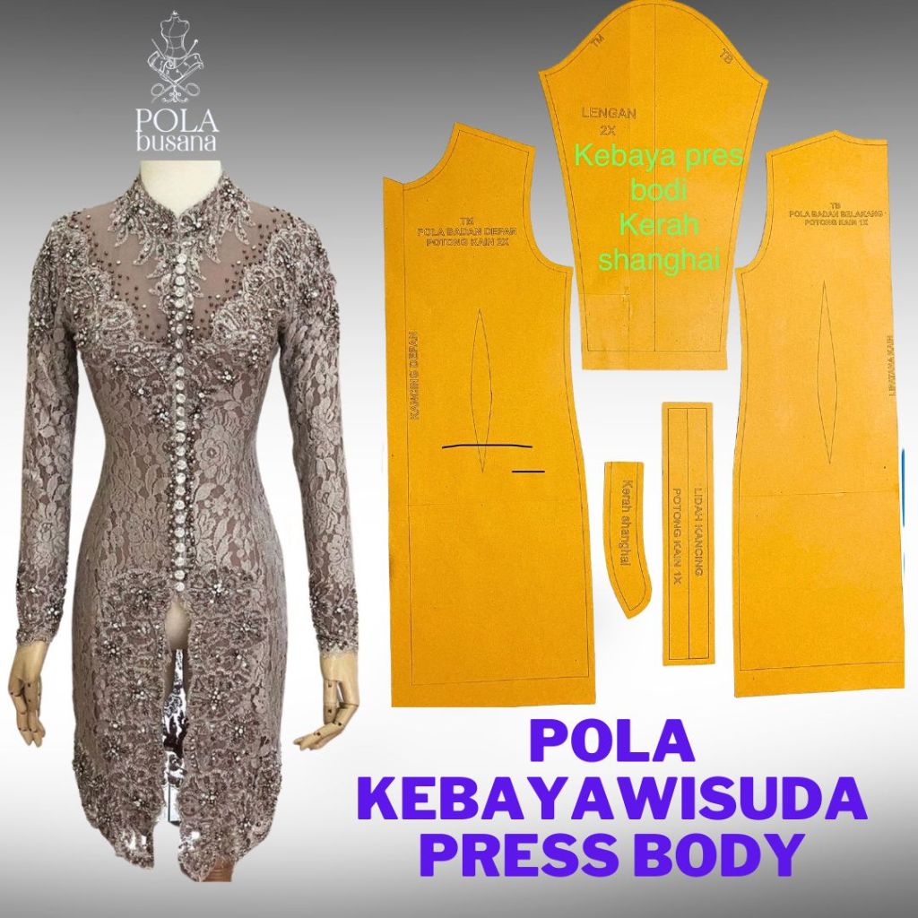 Jual Pola Jahit Kebaya Wisuda Kerah Shanghai | Shopee Indonesia