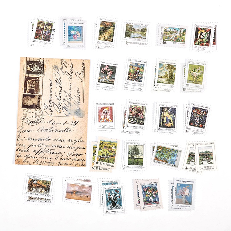 Jual 46 Pcs Sticker Perangko Stamps Stiker Scrapbook Journal Planner ...