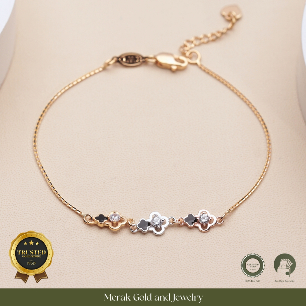 Jual GELANG RANTE / BRACELET GOLD LINE CLOVER RANTE ITALY | EMAS TUA ...