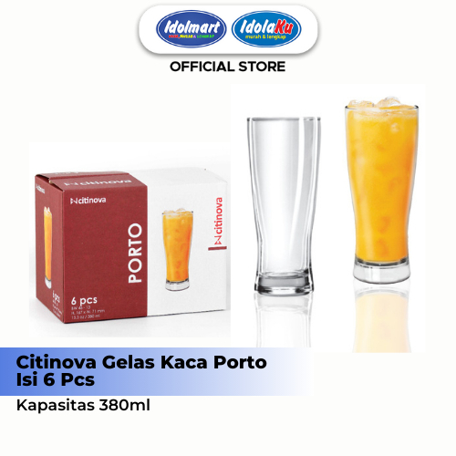 Jual IDOLMART Citinova Gelas Kaca Blown Glass Porto isi 6 Pcs / gelas ...