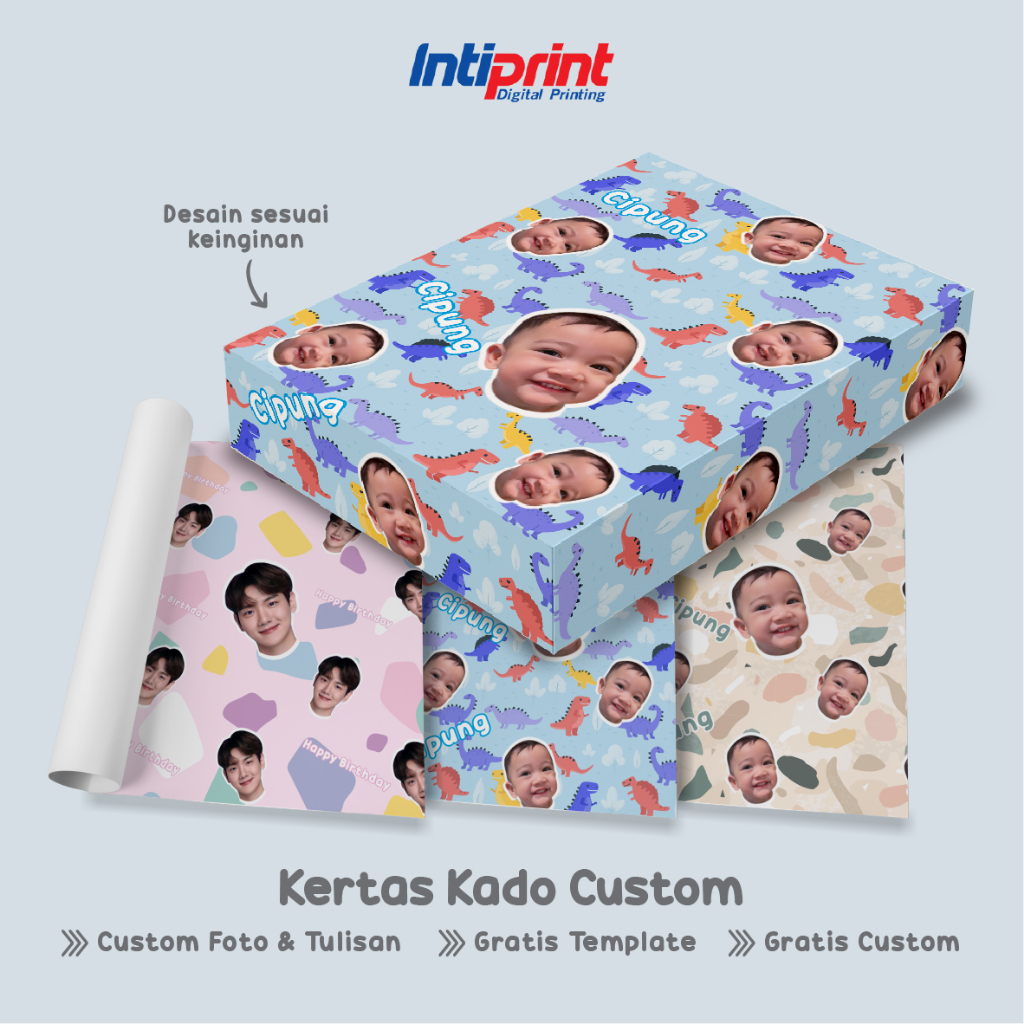 Jual KERTAS KADO CUSTOM DESAIN FOTO TEKS / GIFT WRAPPING | Shopee Indonesia