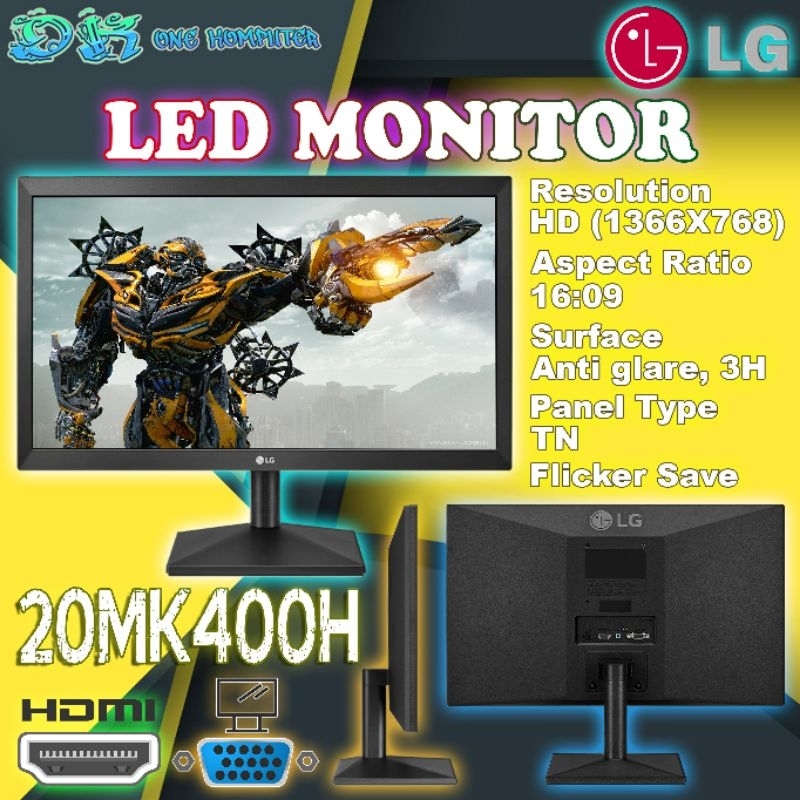 Jual Led Monitor LG 20MK400H / Monitor Led 19.5" LG ( sudah Hdmi ) | Shopee Indonesia
