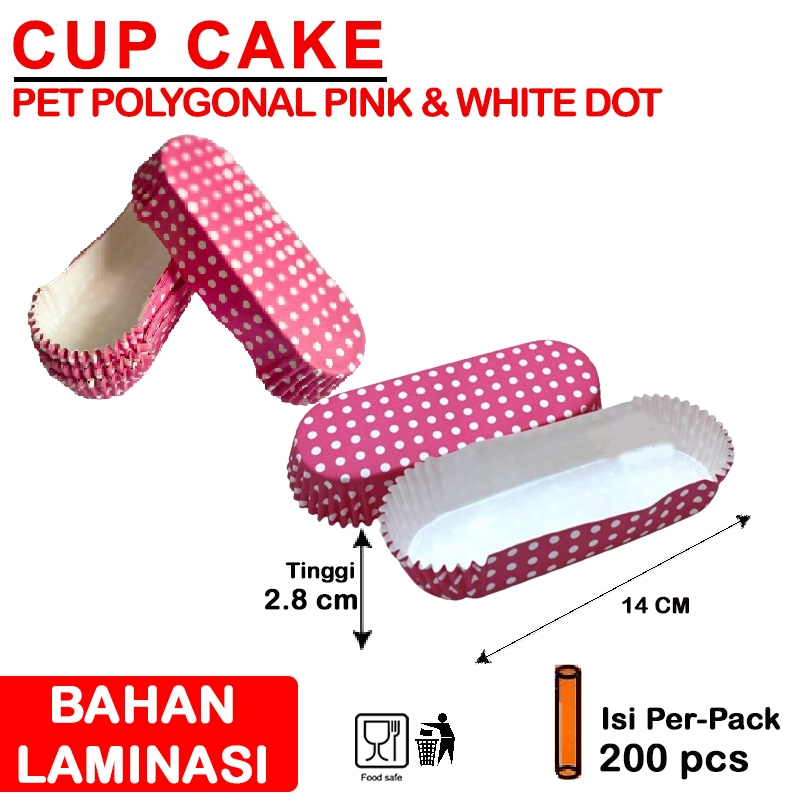 Jual Paper cup case roti OVAL model PINK & WHITE DOT| isi 200 | Cup ...
