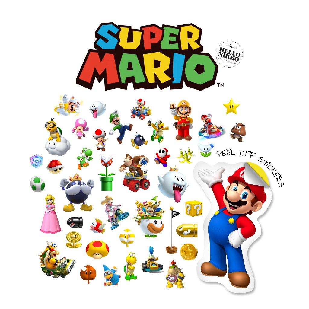 Jual Super mario bros mix n match sticker - Hang tag kartu ucapan kado ...