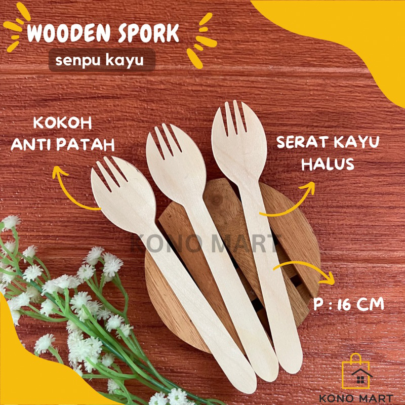 Jual SENDOK GARPU DESSERT KAYU / WOODEN DESSERT SPOON / SENDOK GARPU ...
