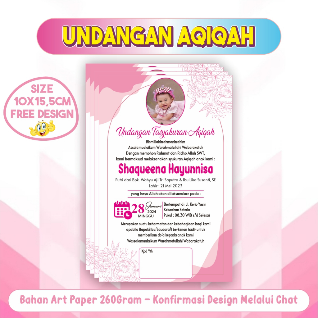 Jual {COD} Undangan Aqiqah Marhaba Tedak Siten Custom Nama Foto ...