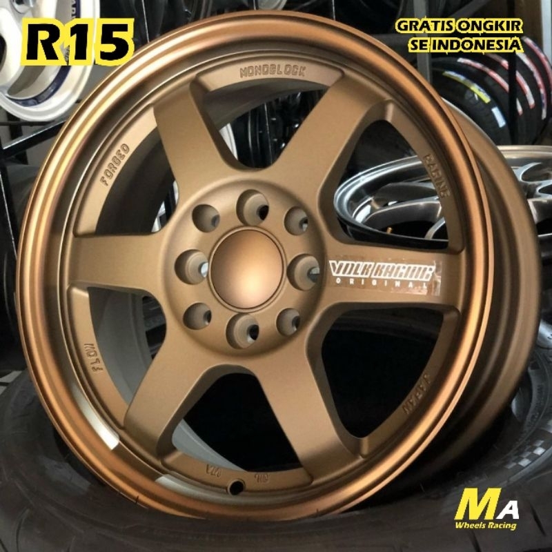 Jual New velg mobil racing ring 15 VOLKRAYS TE37 velg r15 mobil mobilio,agya,ayla,ignis,brio ...