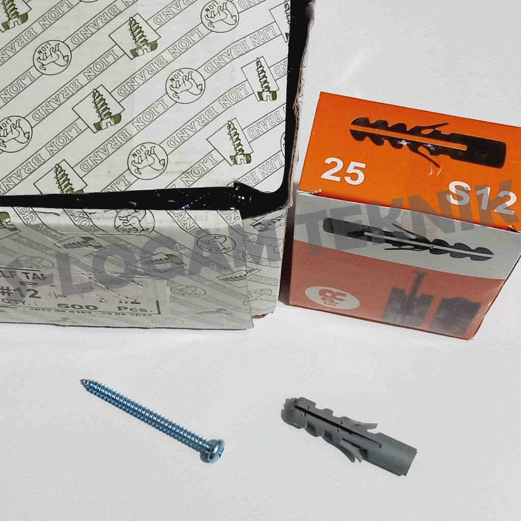 Jual 1 pc Sekrup P 12 x 2 1/2" + Wall Plug S12 Fastener Nylon Insert ...