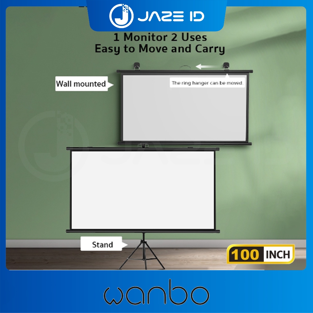 Jual Wanbo Layar Screen Proyektor 100 inch Tripod Projector Wall Mount ...