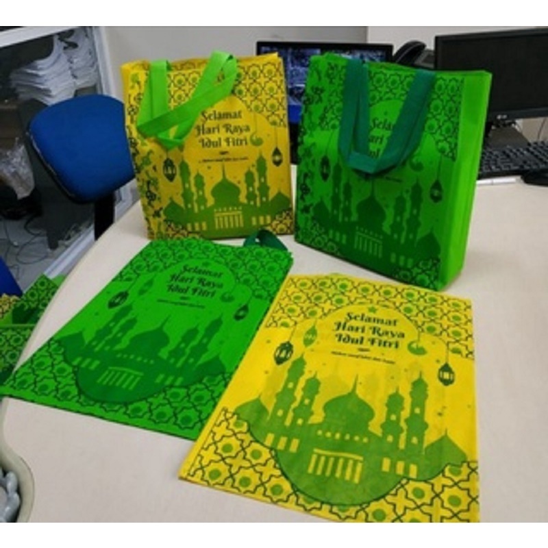 Jual 1 Lusin (12 pcs) Goodie Bag Handle IDUL FITRI /Tas Spunbond Lebaran/Tas Bingkisan Lebaran ...