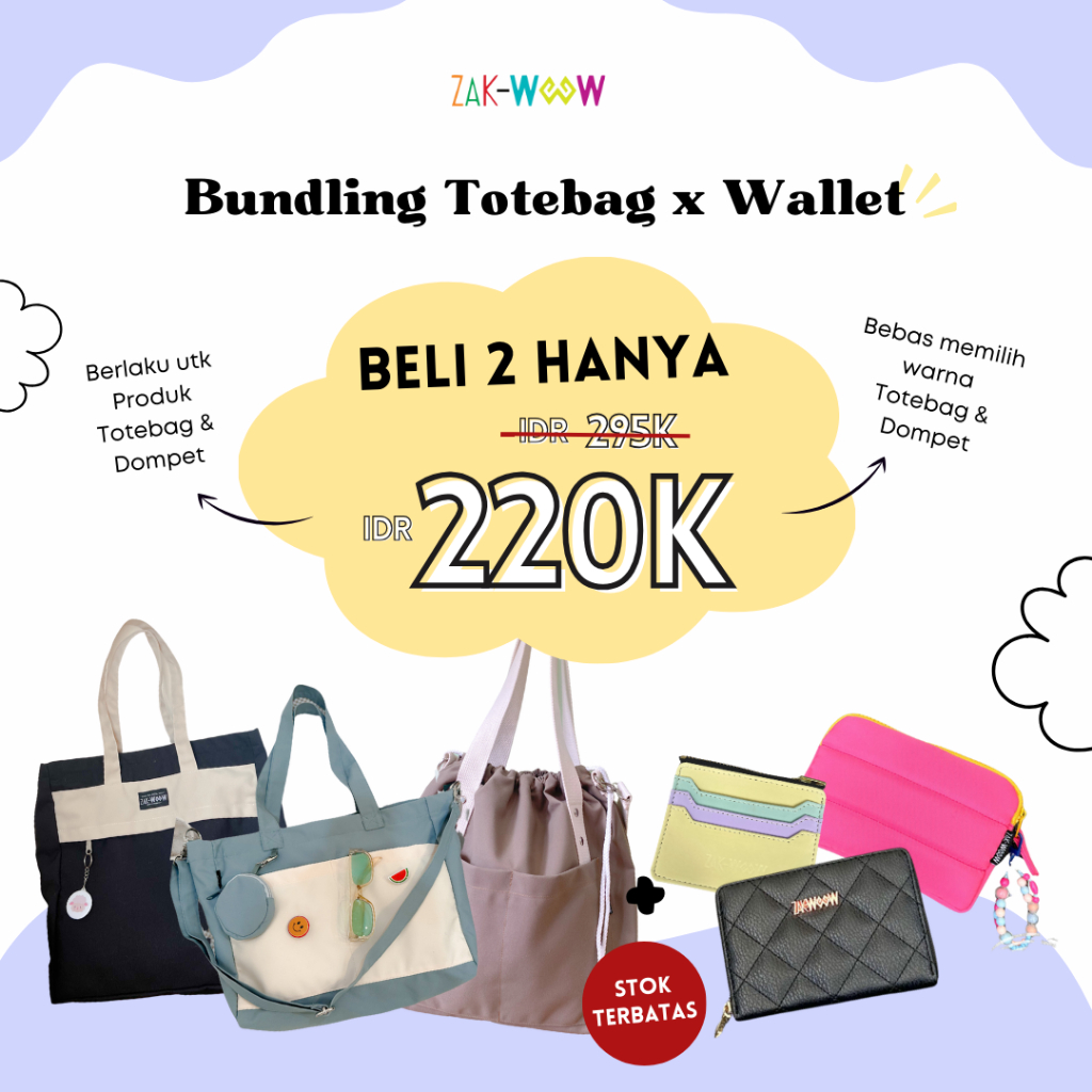 Jual Zakwoowstyle Special Bundling Totebag X Wallet Bisa Pilih Tulis