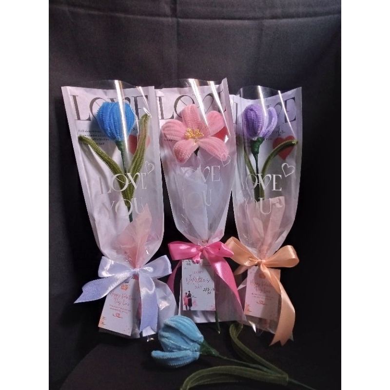 Jual Buket Murah | buket single tulip flower pipe cleaner kawat bulu ...